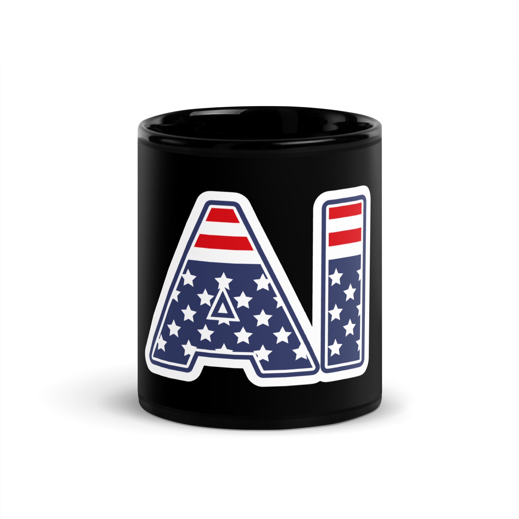 AI Stars and Stripes Black Glossy Mug - AI Store
